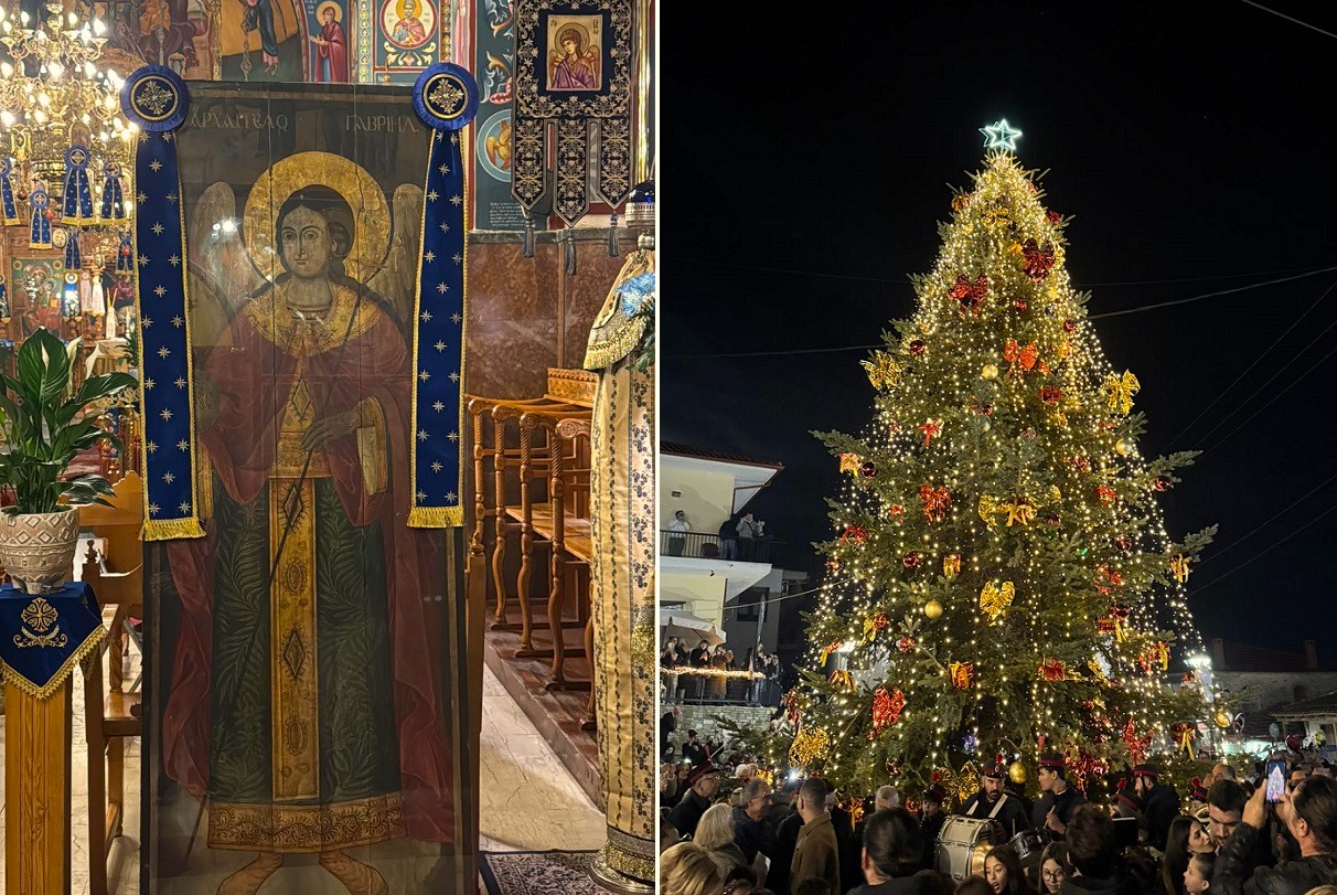 Ο Ταξιάρχης Χαλκιδικής τιμά τους Αρχαγγέλους και άναψε το πρώτο έλατο ...